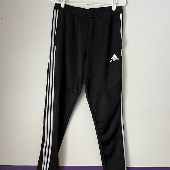 Black Adidas Pants With White Stripes